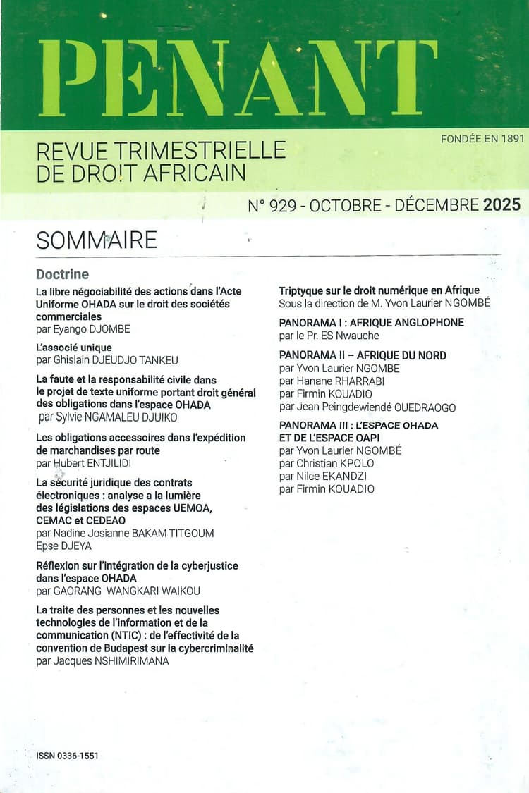 EJA Éditions - Éditions JurisAfrica - Revue Le PENANT et publications ...